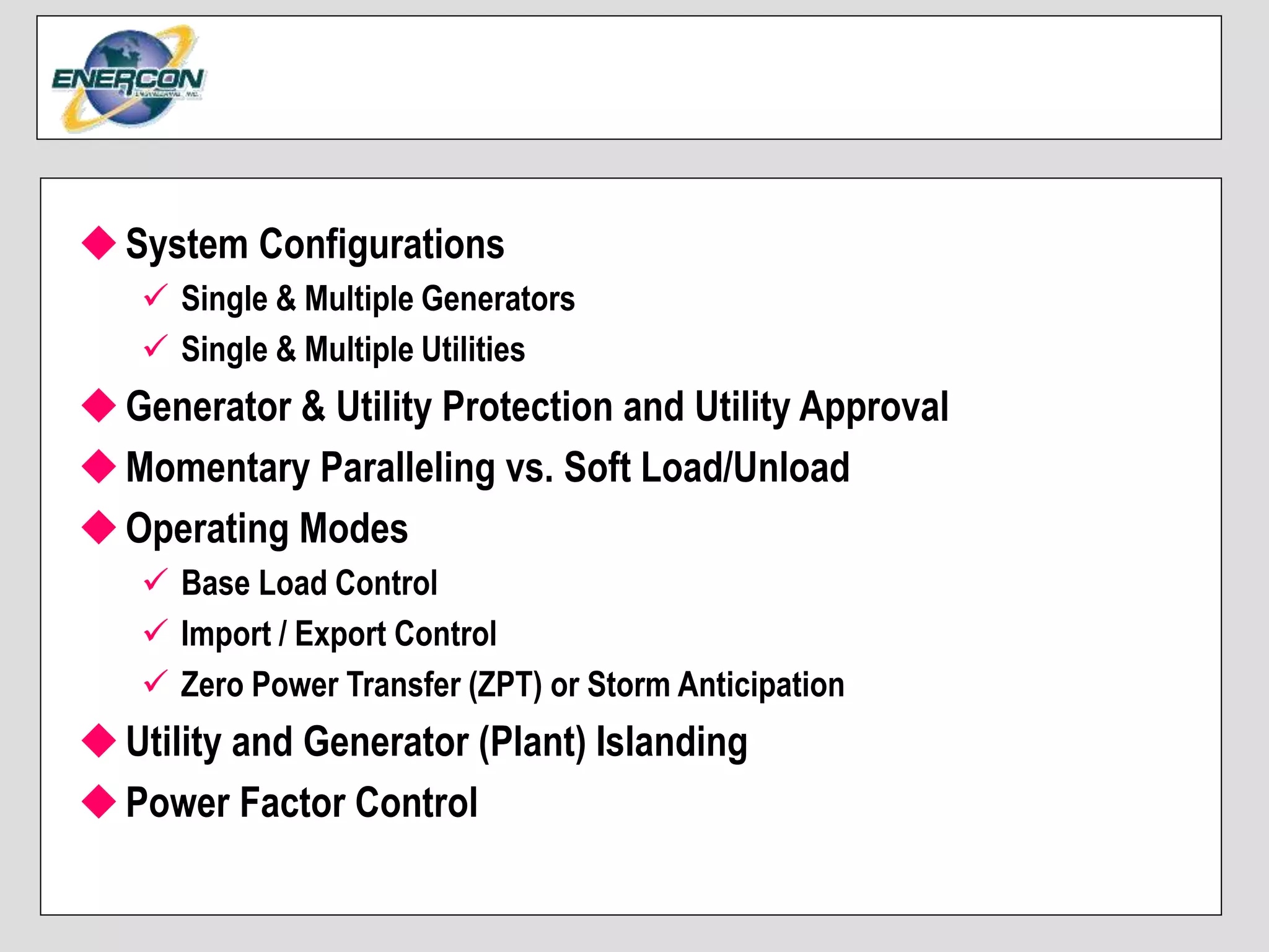 Utility & Generator Paralleling System | PPT