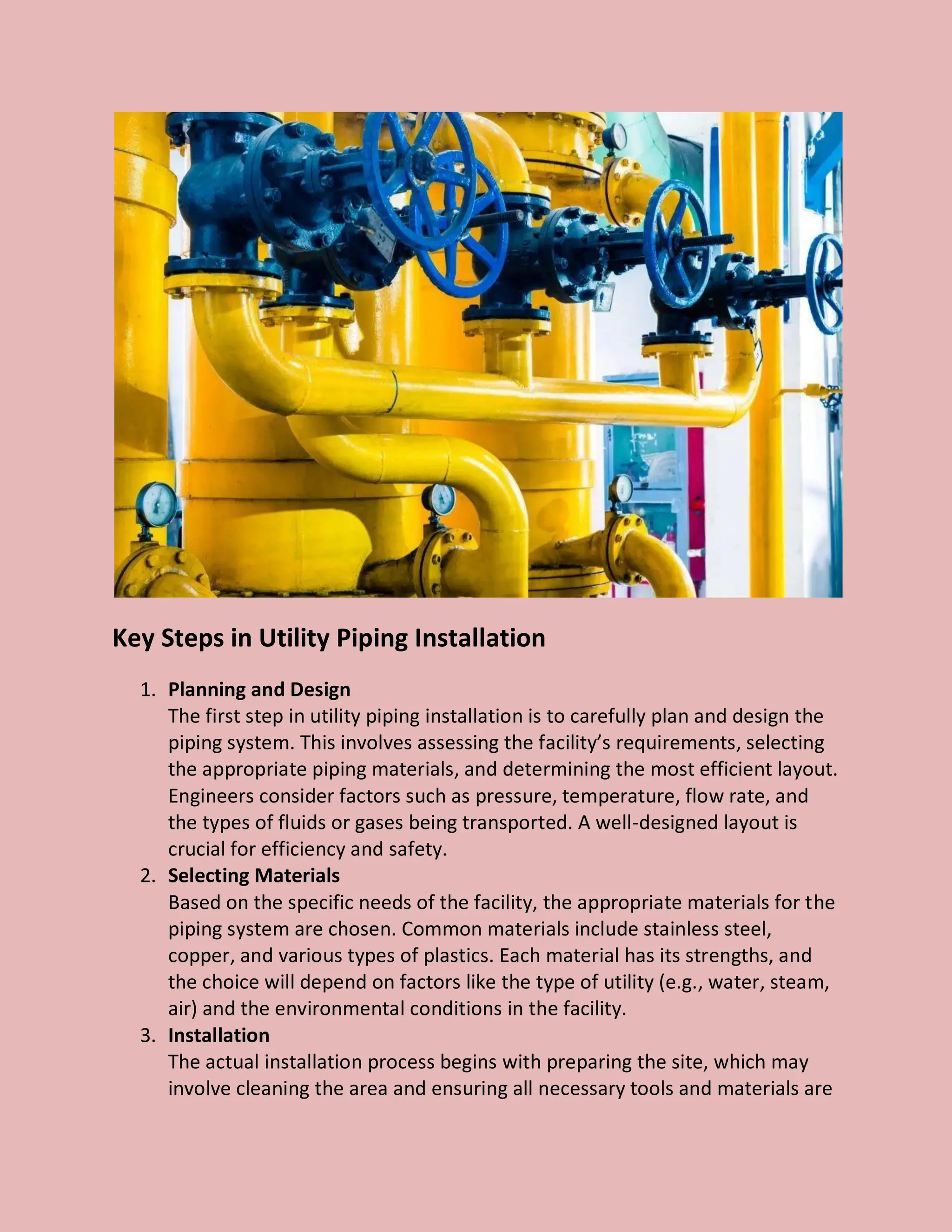 Utility Piping Installation: Benefits and Process Overview | PDF