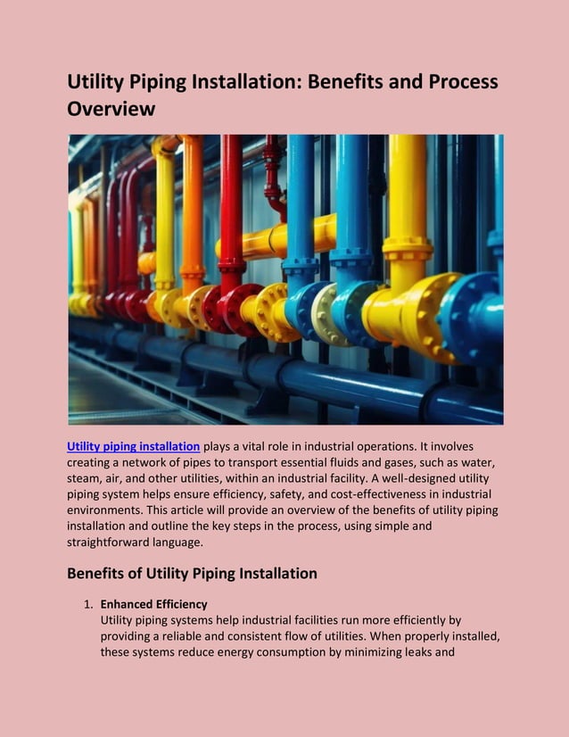 Utility Piping Installation: Benefits and Process Overview | PDF | Water Services | Home Utilities