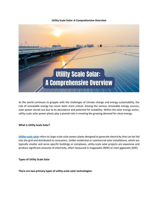 Utility Scale Solar: A Comprehensive Overview | PDF