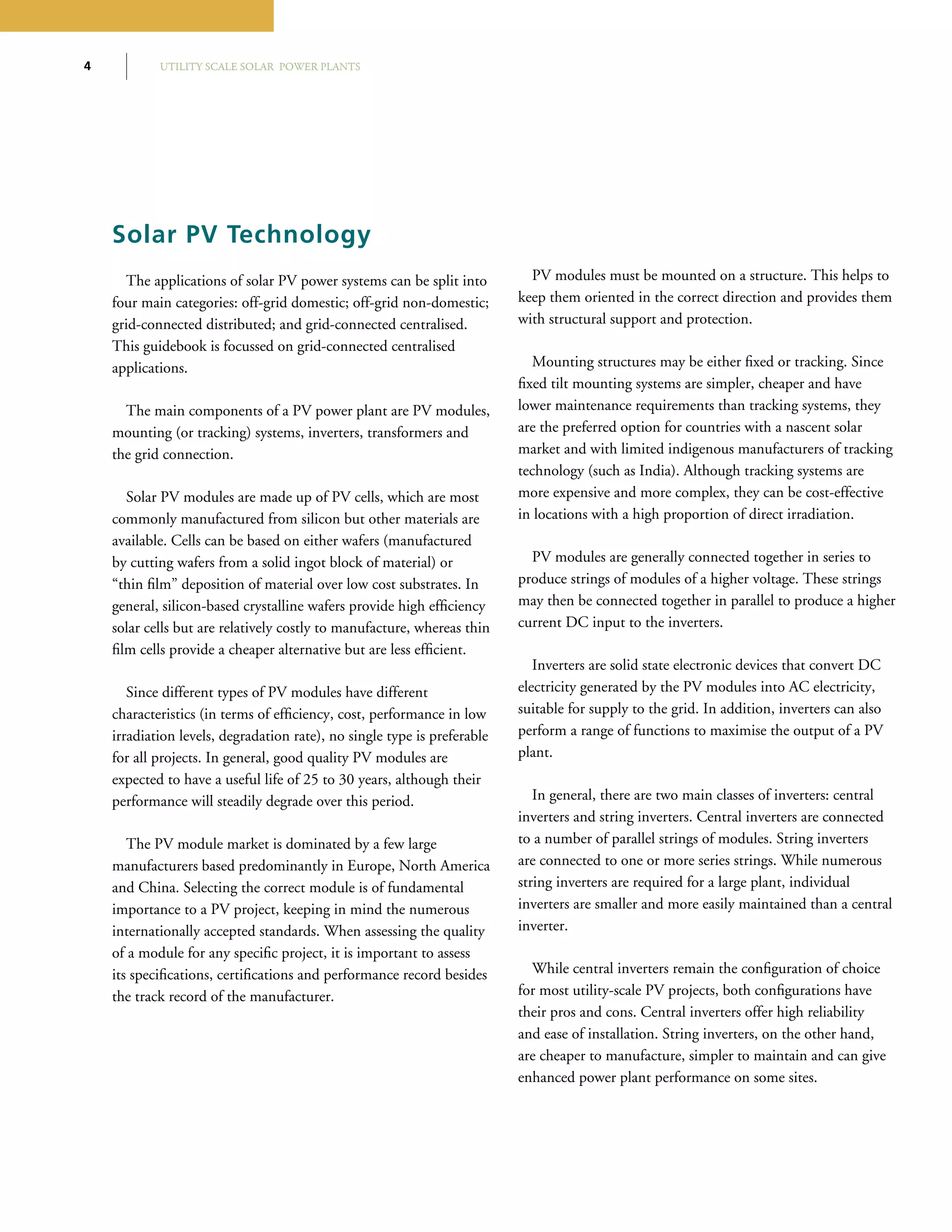 Utility scale solar power plants guide for developers and investors | PDF