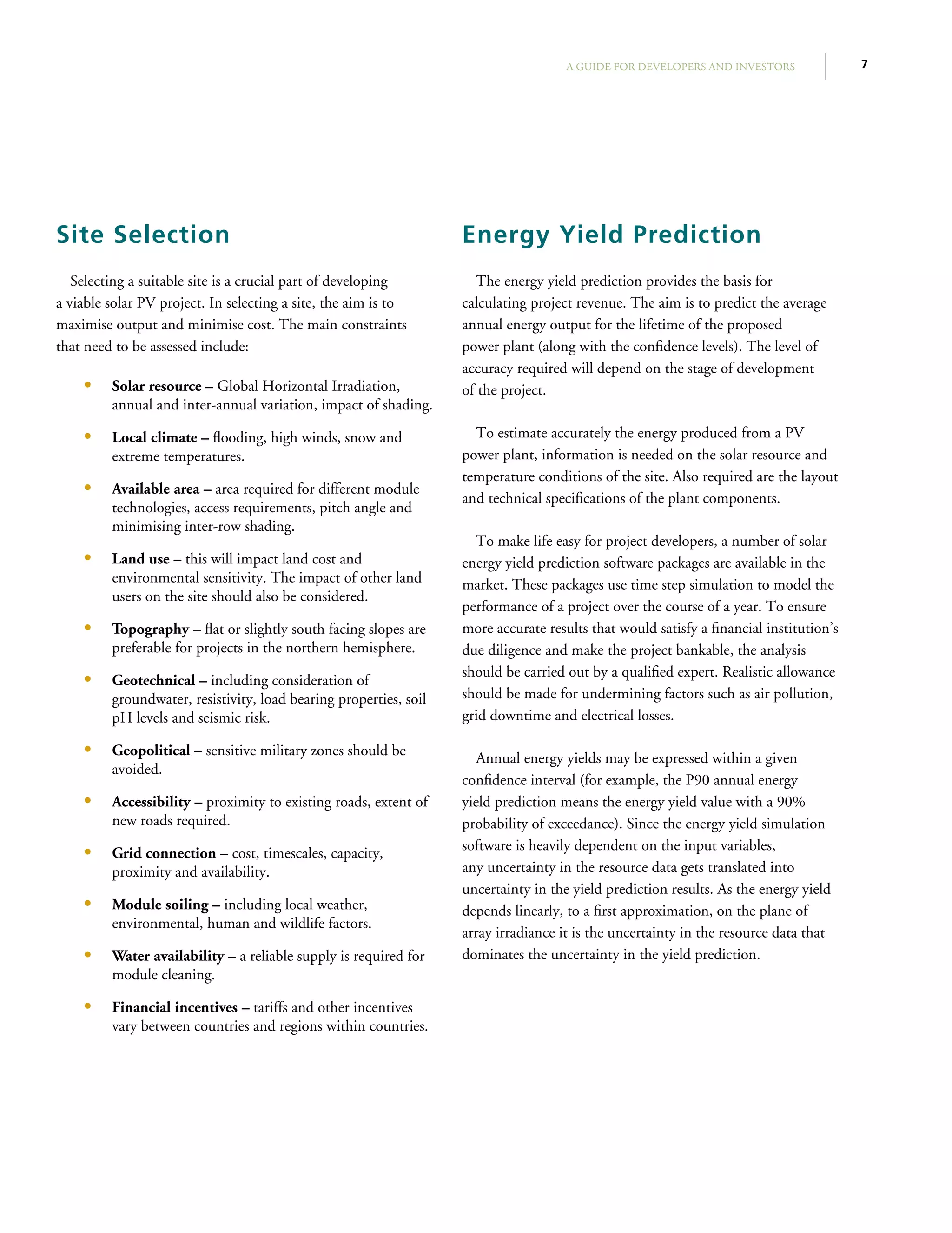 Utility scale solar power plants guide for developers and investors | PDF