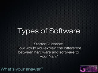 Types of Software - Y9 Computing | PPT