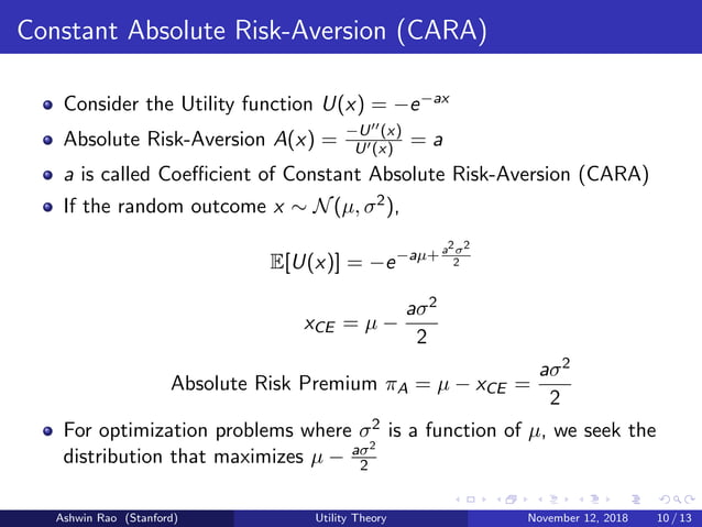 Risk-Aversion, Risk-Premium and Utility Theory | PDF