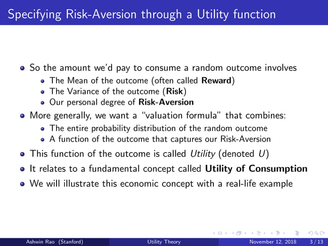 Risk-Aversion, Risk-Premium and Utility Theory | PDF
