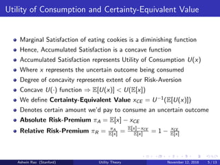 Risk-Aversion, Risk-Premium and Utility Theory | PDF