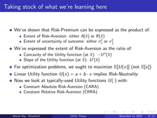 Risk-Aversion, Risk-Premium and Utility Theory | PDF
