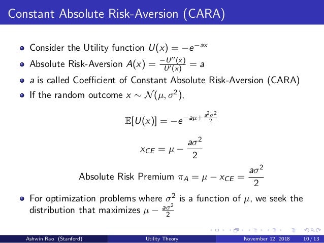 Risk-Aversion, Risk-Premium and Utility Theory
