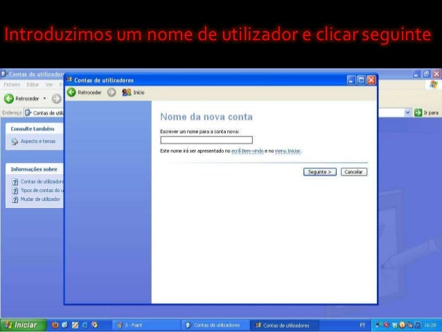 Como criar uma conta de utilizador no Windows XP