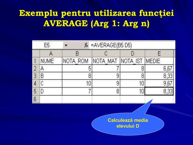 Utilizarea functiilor in Excel | PPTX