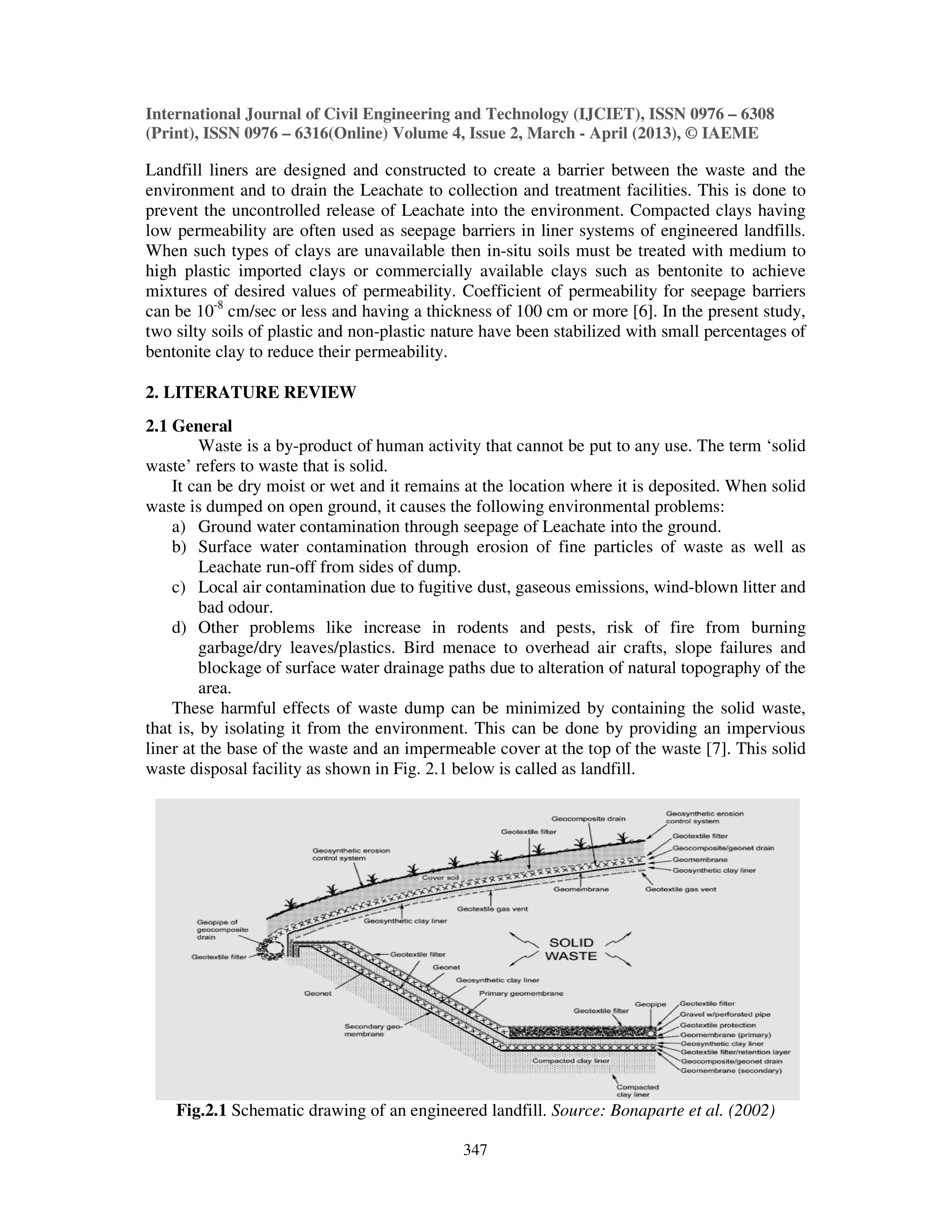 Utilization of bentonite silt mixtures as seepage barriers in liner ...