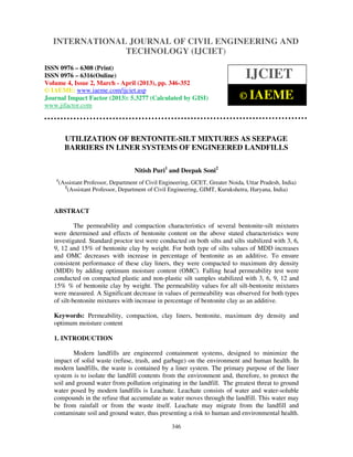 Utilization of bentonite silt mixtures as seepage barriers in liner ...