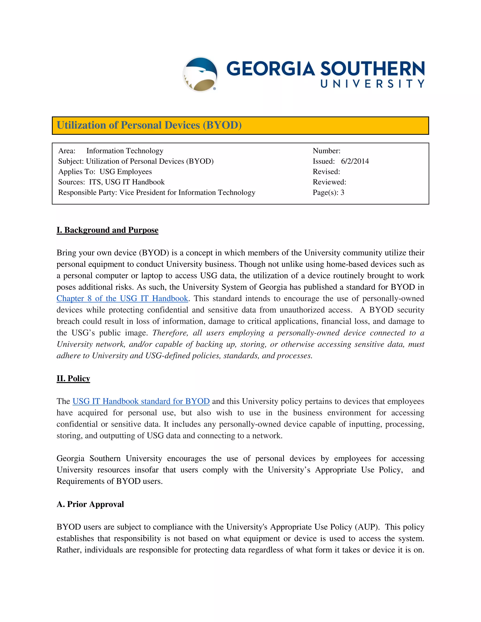 University Personal Devices (BYOD) Policy | PDF