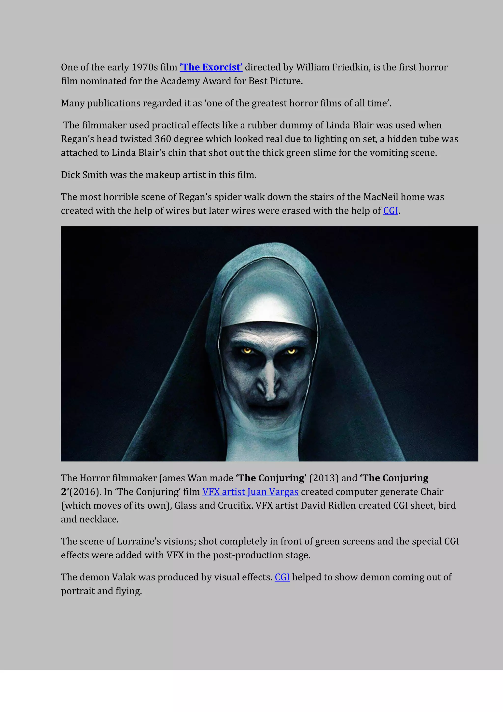 Utilization of Visual Effects In Horror Movies of Hollywood | PDF