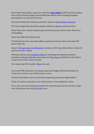 Utilization of Visual Effects In Horror Movies of Hollywood | PDF