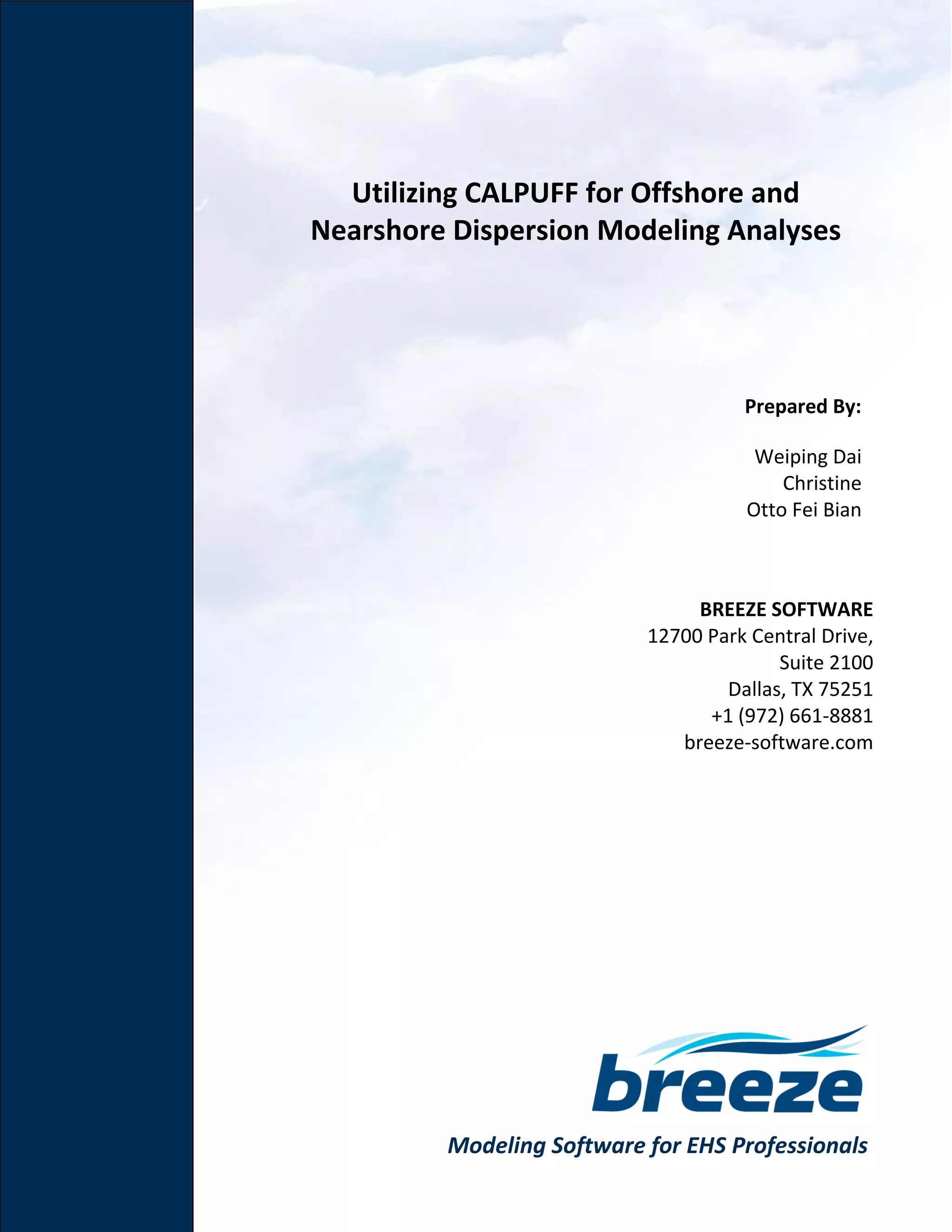 Utilizing CALPUFF for Offshore and Nearshore Dispersion Modeling ...