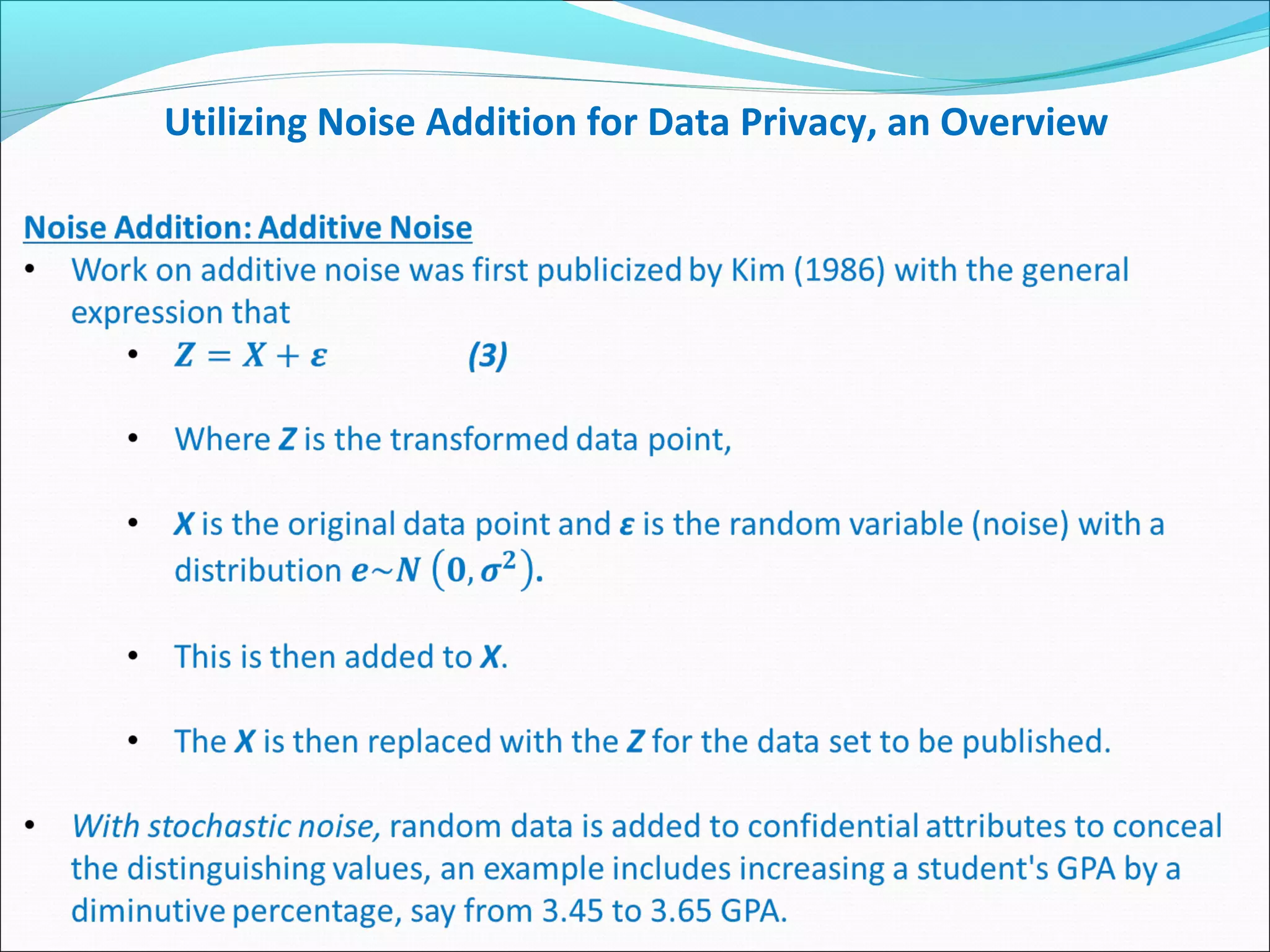 Utilizing Noise Addition For Data Privacy, an Overview | PDF