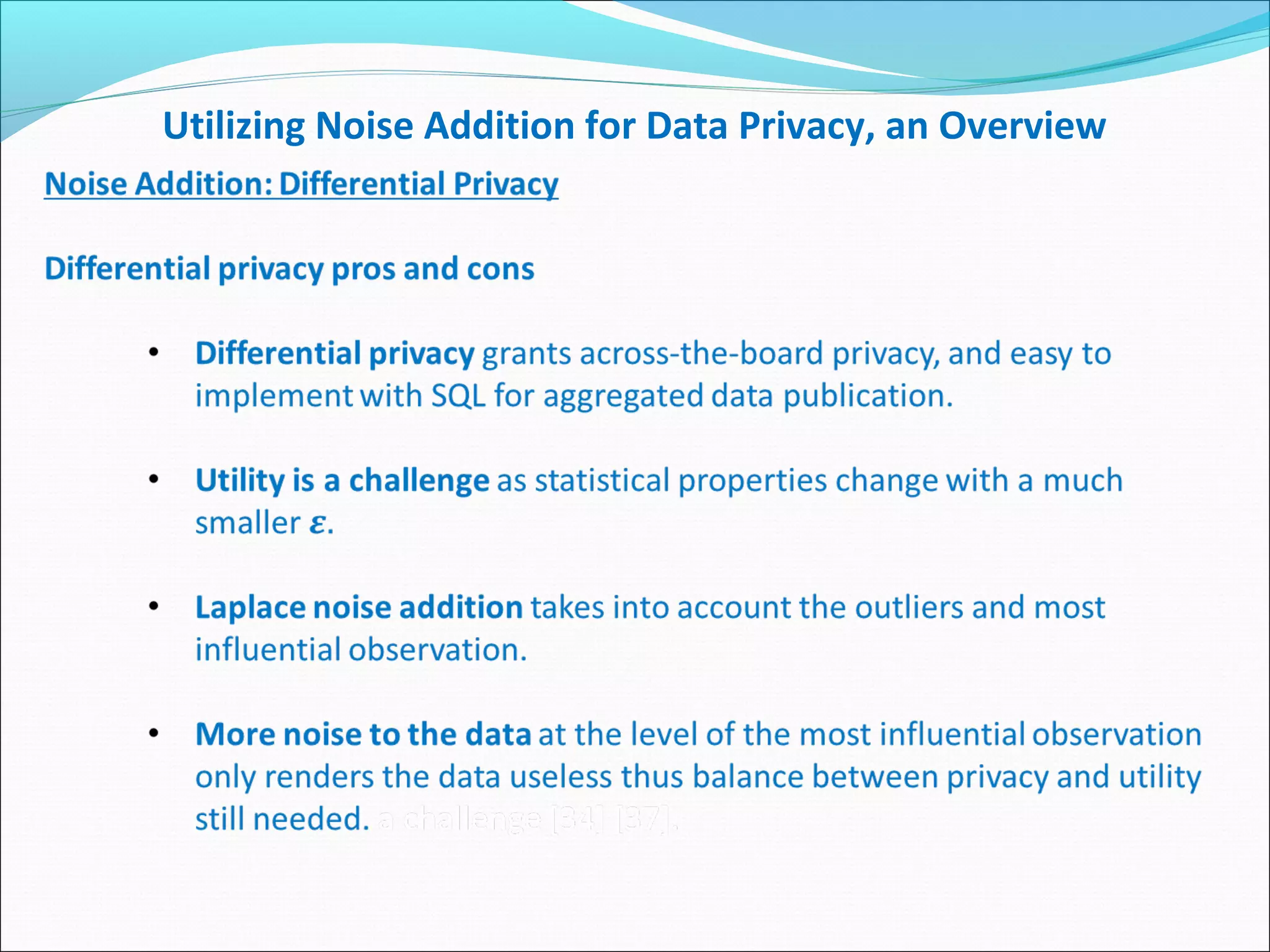 Utilizing Noise Addition For Data Privacy, an Overview | PDF