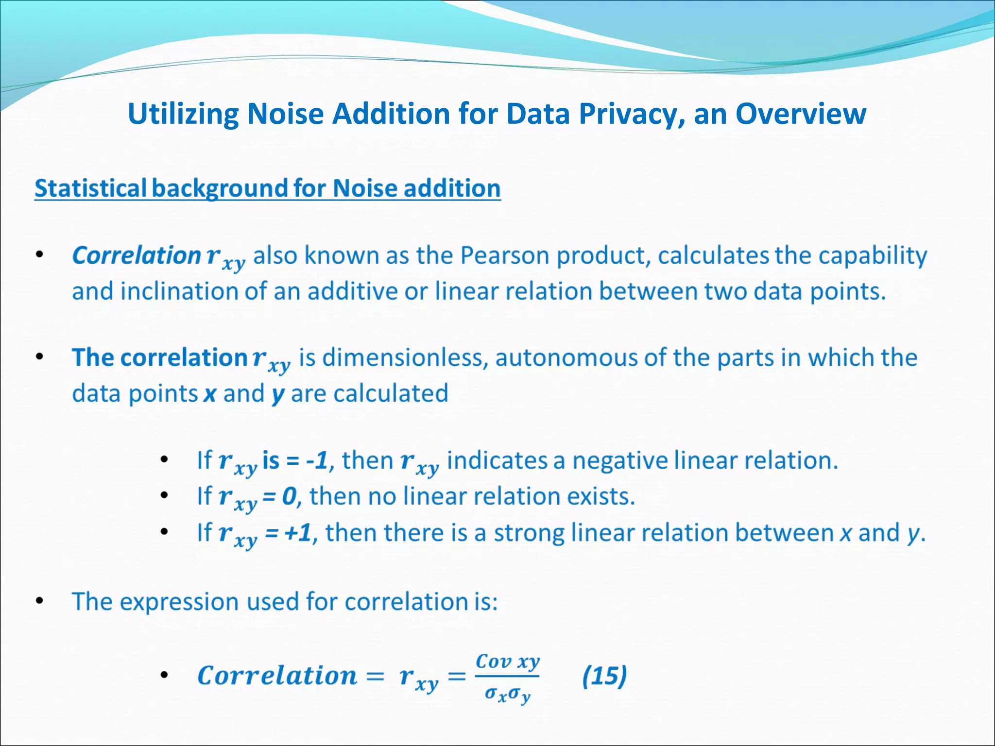 Utilizing Noise Addition For Data Privacy, an Overview | PDF