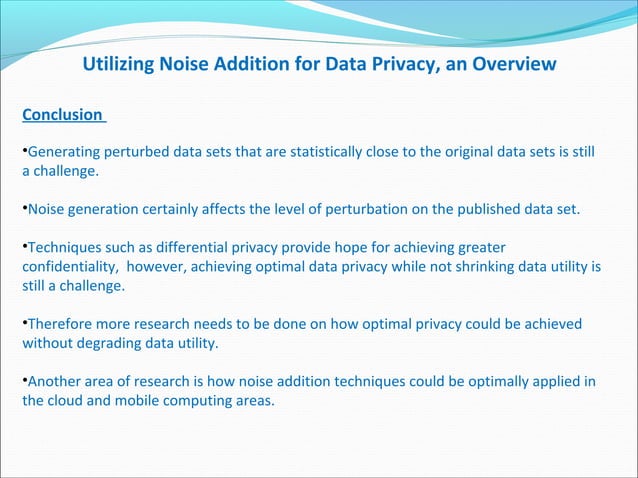 Utilizing Noise Addition For Data Privacy, an Overview | PDF
