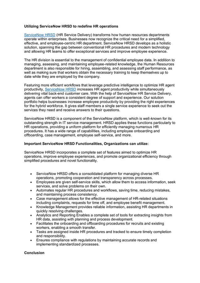 Utilizing ServiceNow HRSD to redefine HR operations.pdf
