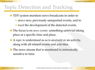 Utilizing temporal information in topic detection and tracking | PDF | Databases | Computer ...