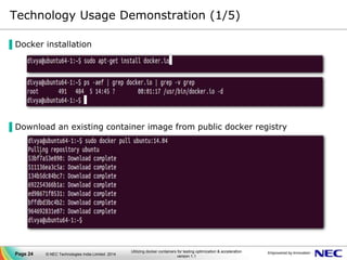 Utilzing docker containers for testing optimization and acceleration | PPT