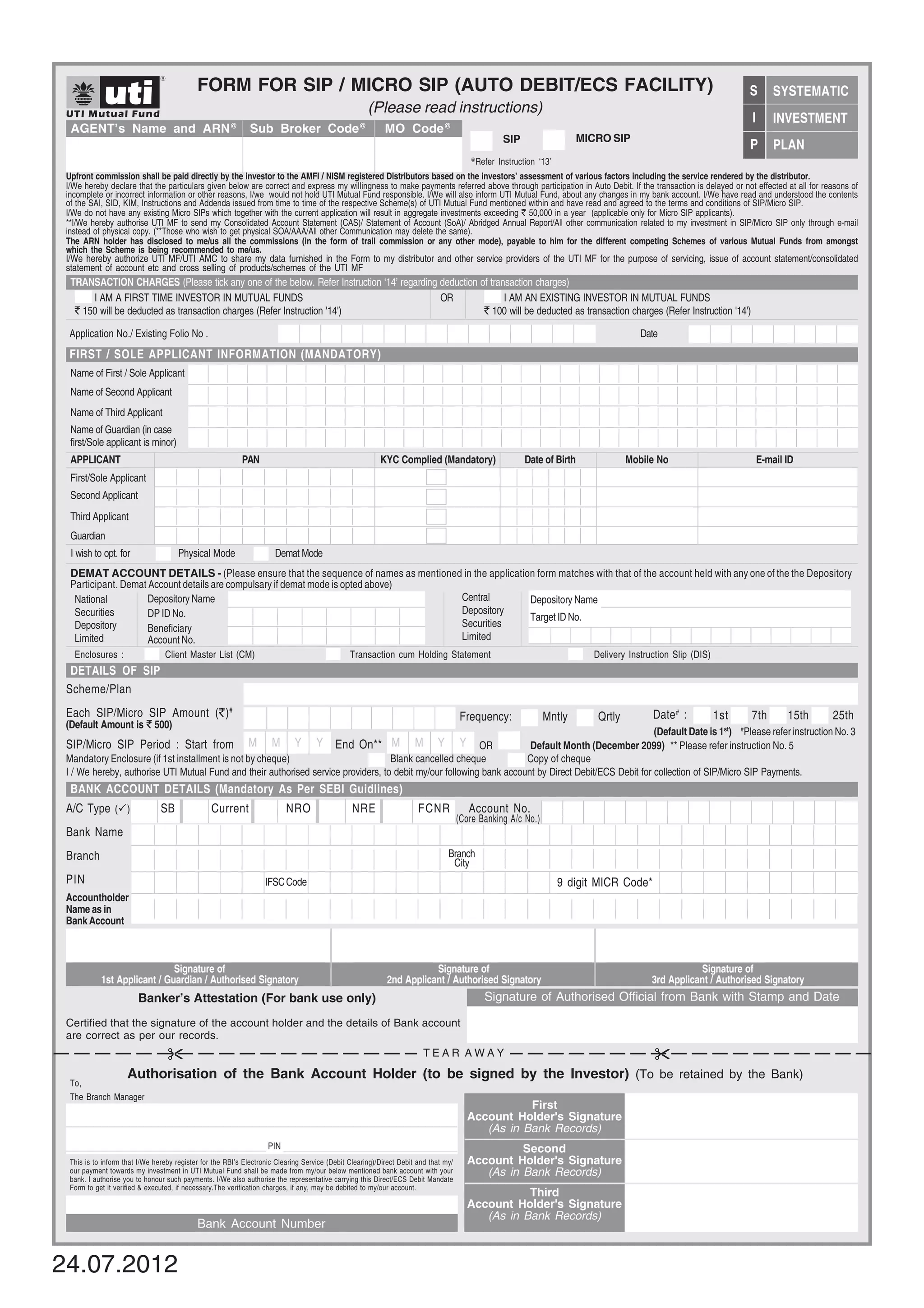 Uti mf sip form arn | PDF