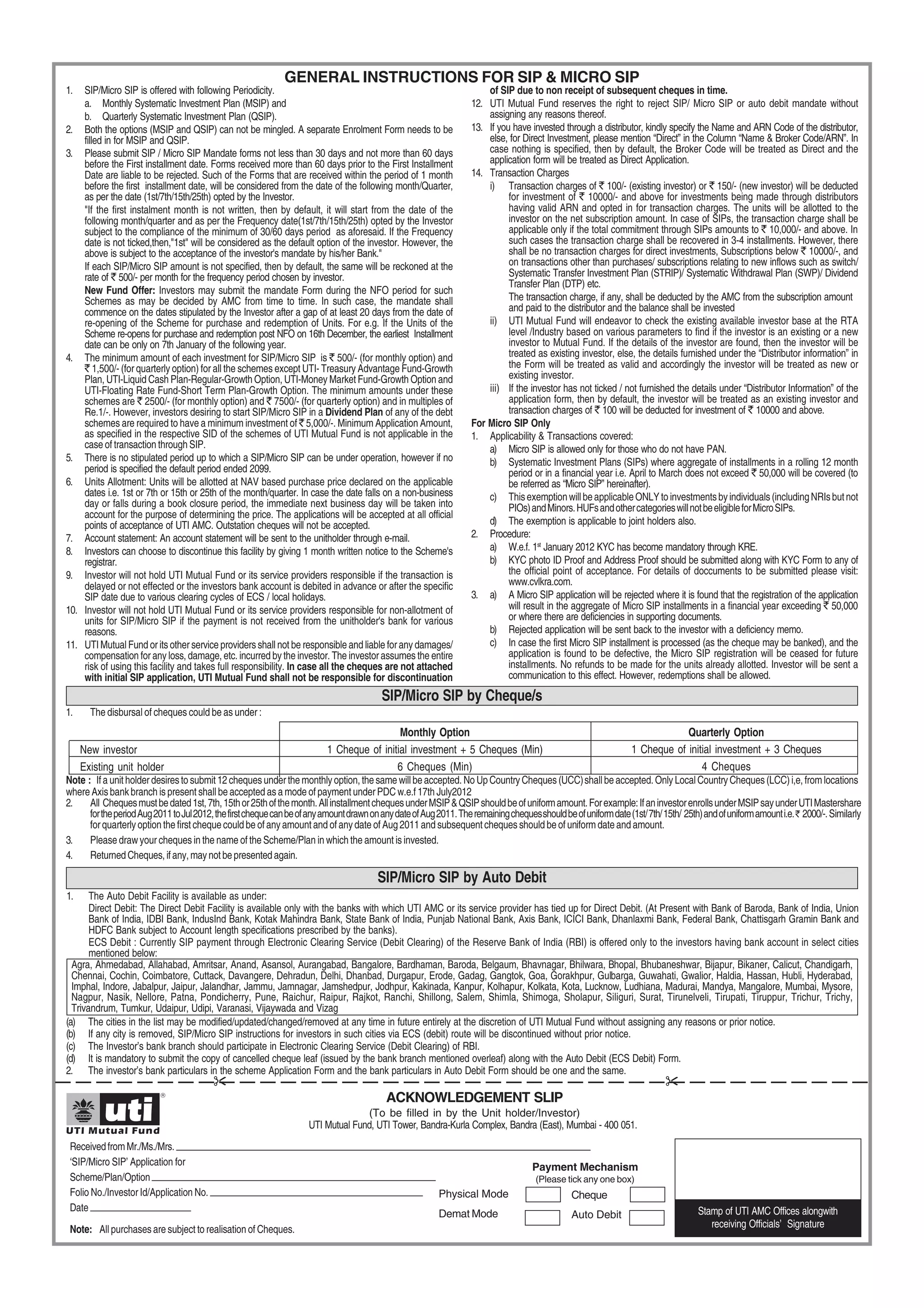 Uti mf sip form arn | PDF