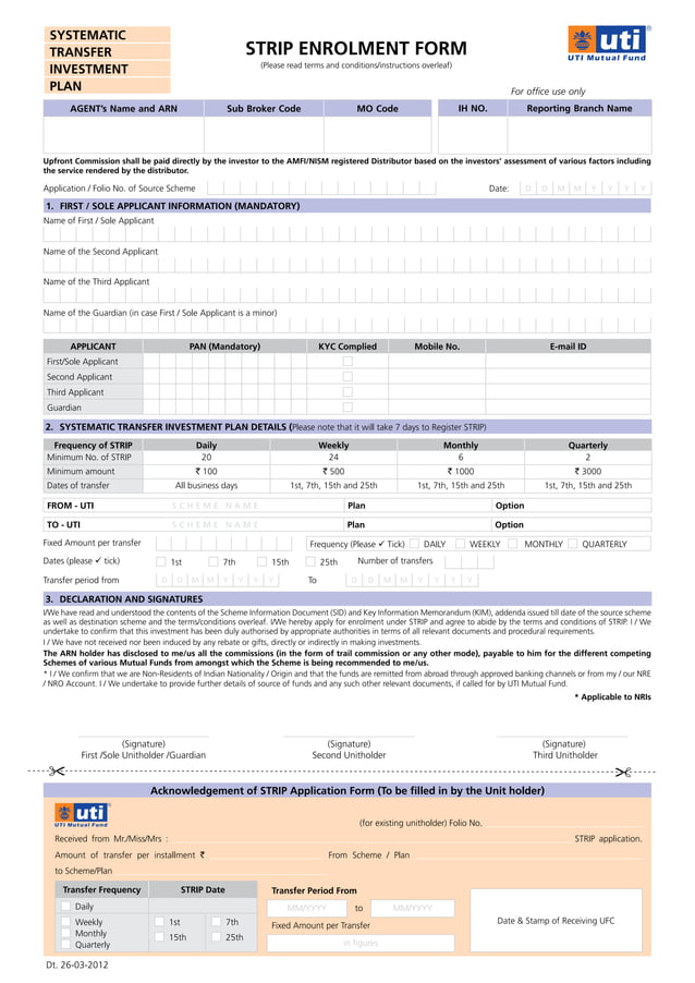 Uti mf strip application form arn | PDF