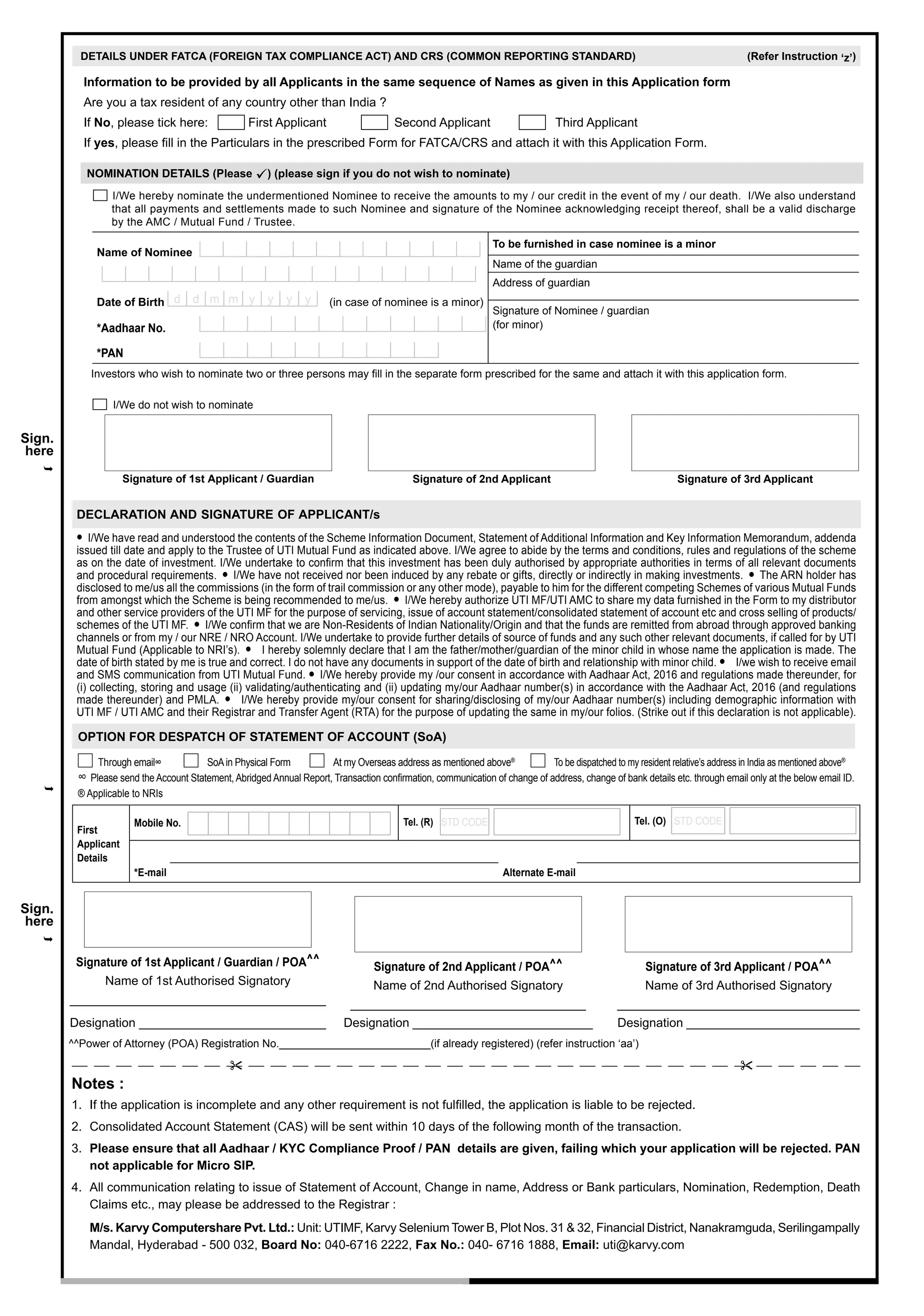UTI - Equity Savings Fund Editable New Application Form Form | PDF
