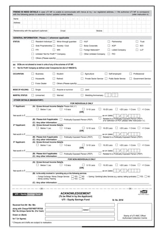 UTI - Equity Savings Fund Editable New Application Form Form | PDF