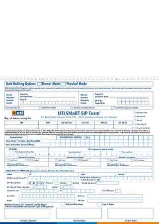 UTI - Systematic Investment Plan (SIP) New Editable Application Form | PDF