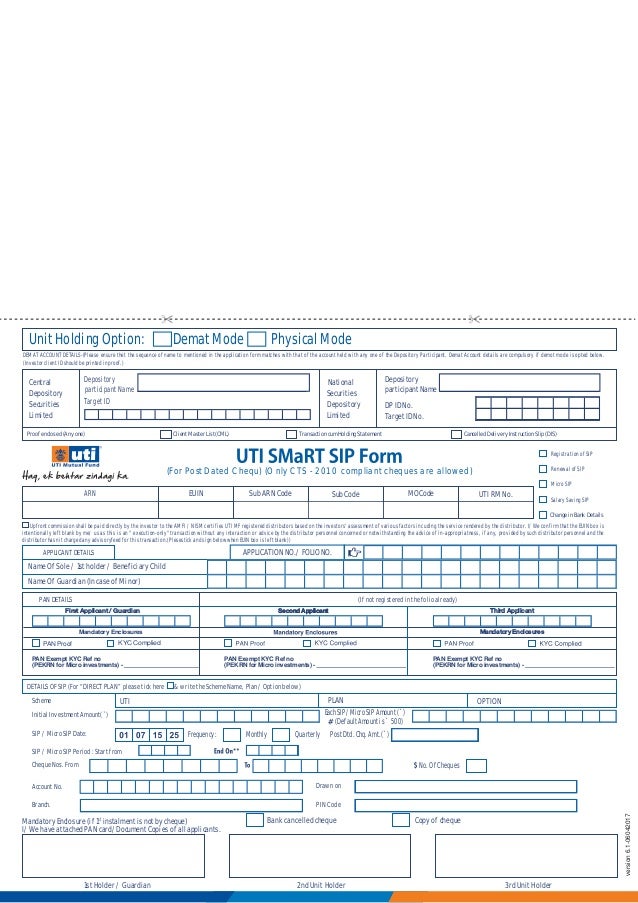 UTI – New SIP Form. (Online Fillable,Editable, Printable and Blank)