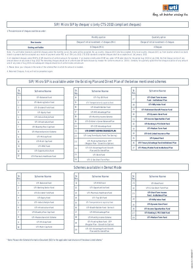 UTI – New SIP Form. (Online Fillable,Editable, Printable and Blank)