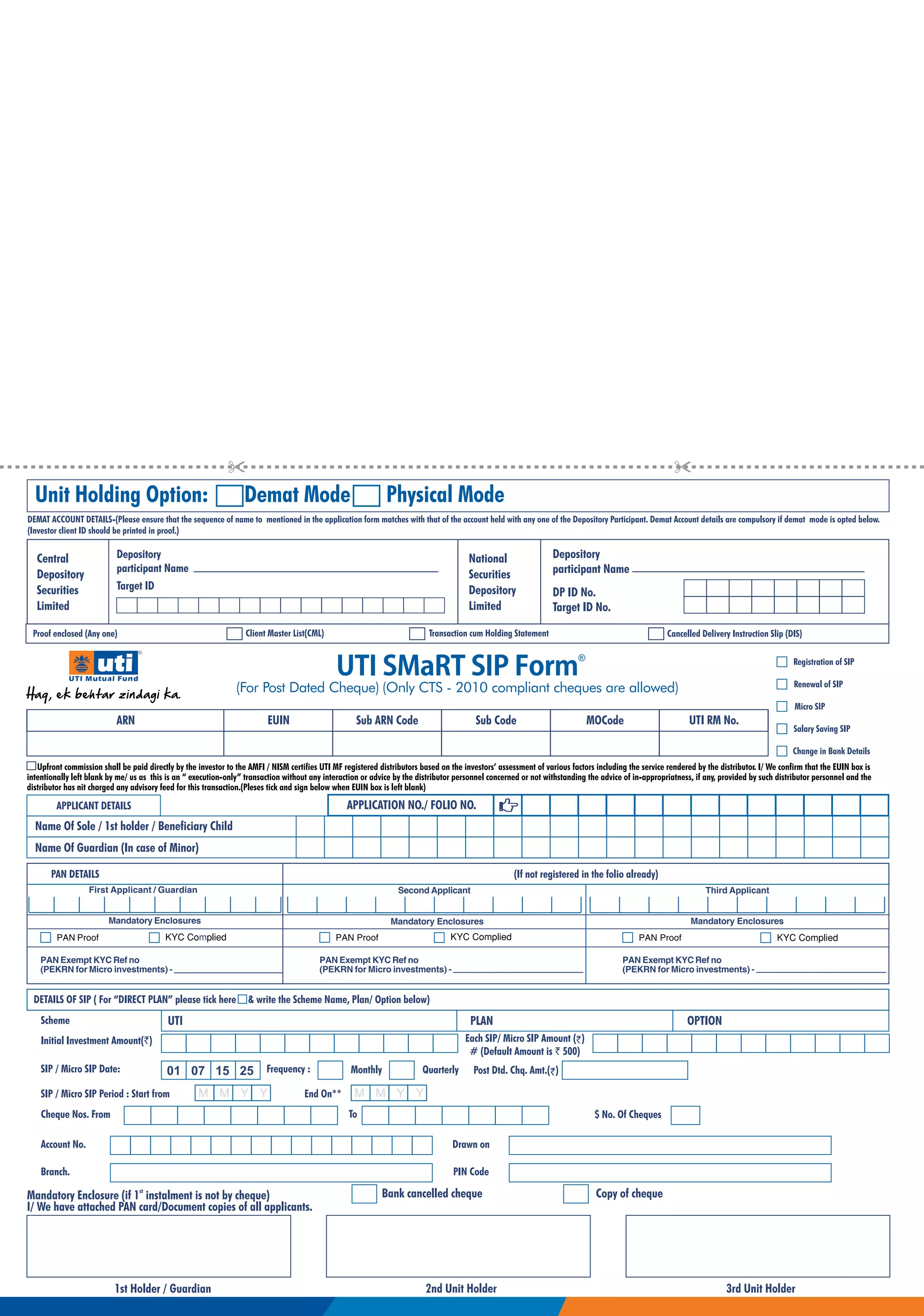 UTI - Unit Linked Insurance Plan (UTI-ULIP) New Editable Aplication ...