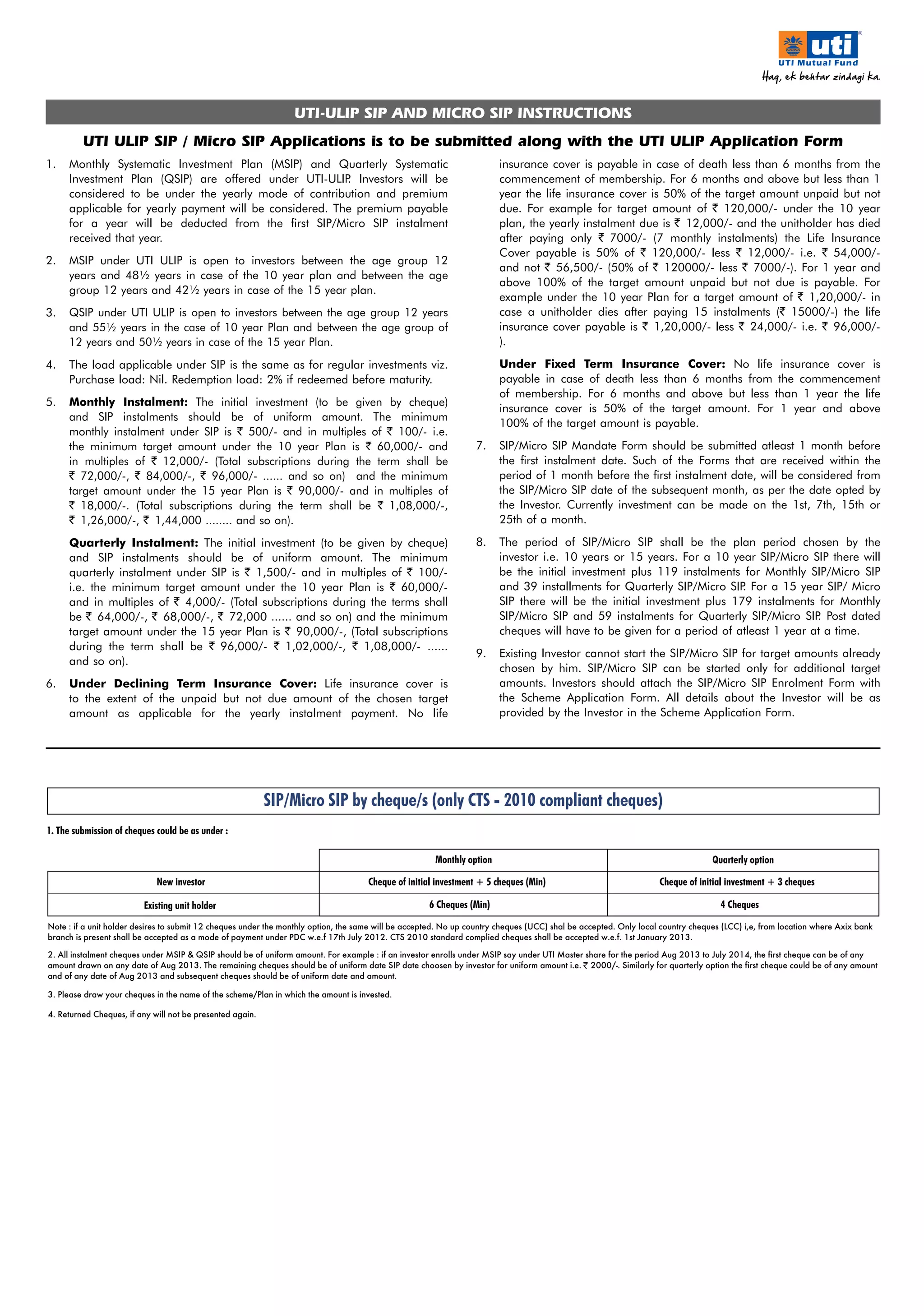 UTI - Unit Linked Insurance Plan (UTI-ULIP) New Editable Aplication ...