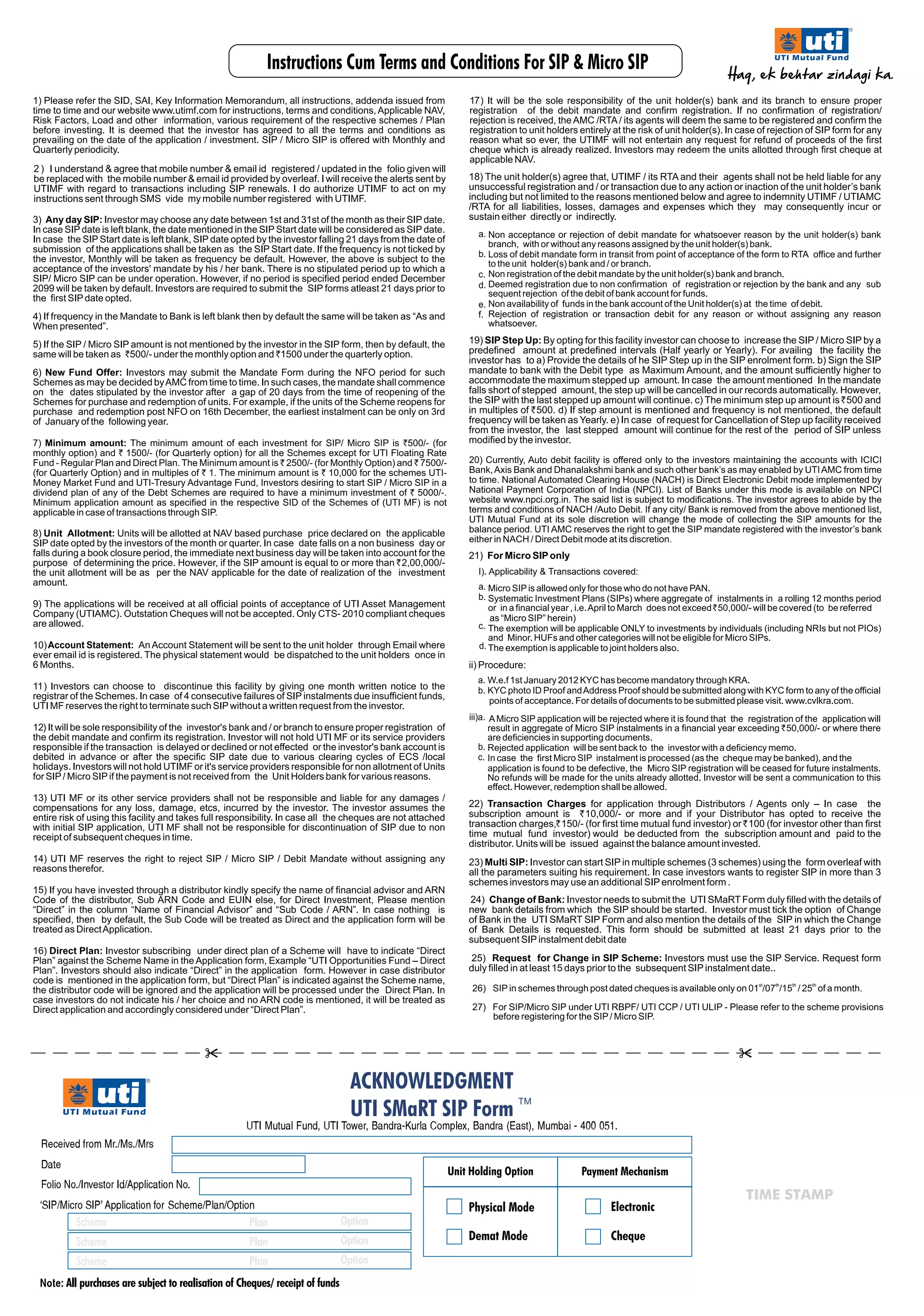 UTI - Unit Linked Insurance Plan (UTI-ULIP) New Editable Aplication ...