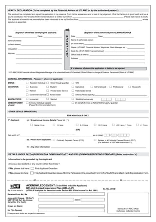 UTI - Unit Linked Insurance Plan (UTI-ULIP) New Editable Aplication ...