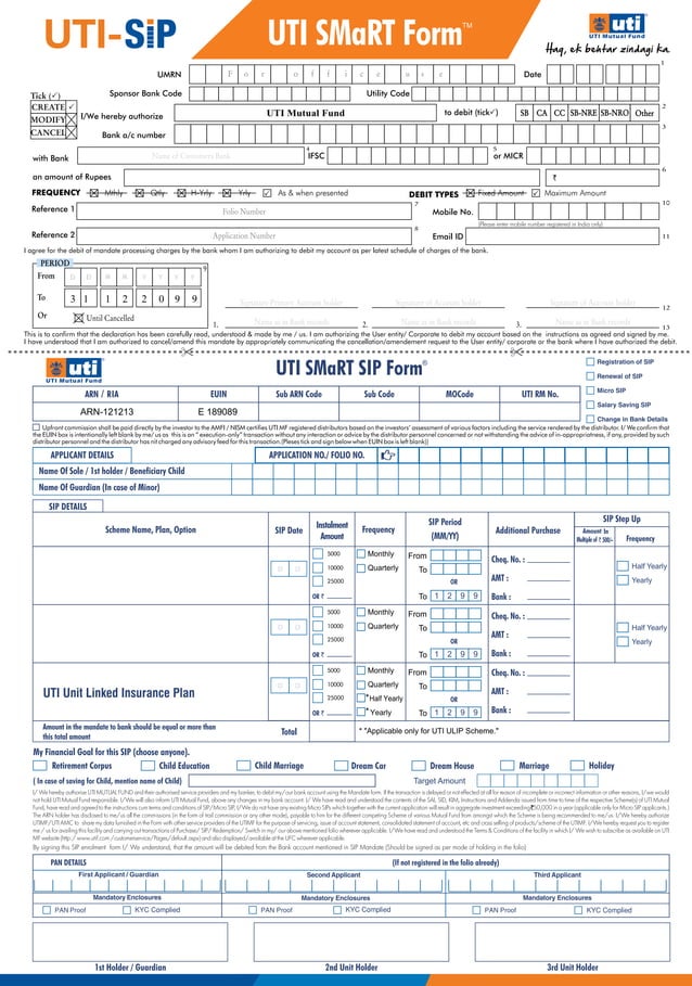 UTI - Unit Linked Insurance Plan (UTI-ULIP) New Editable Aplication ...