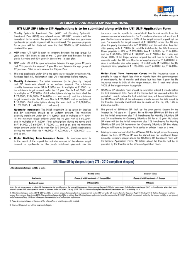 UTI - Unit Linked Insurance Plan (UTI-ULIP) New Editable Aplication ...