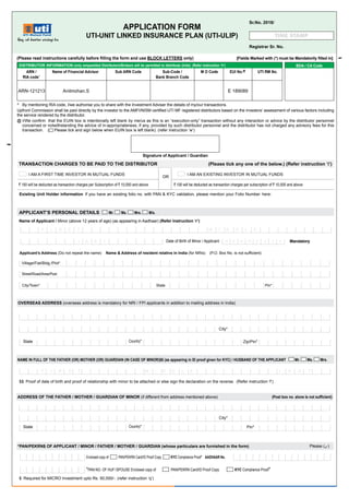 UTI - Unit Linked Insurance Plan (UTI-ULIP) New Editable Aplication Form Form | PDF