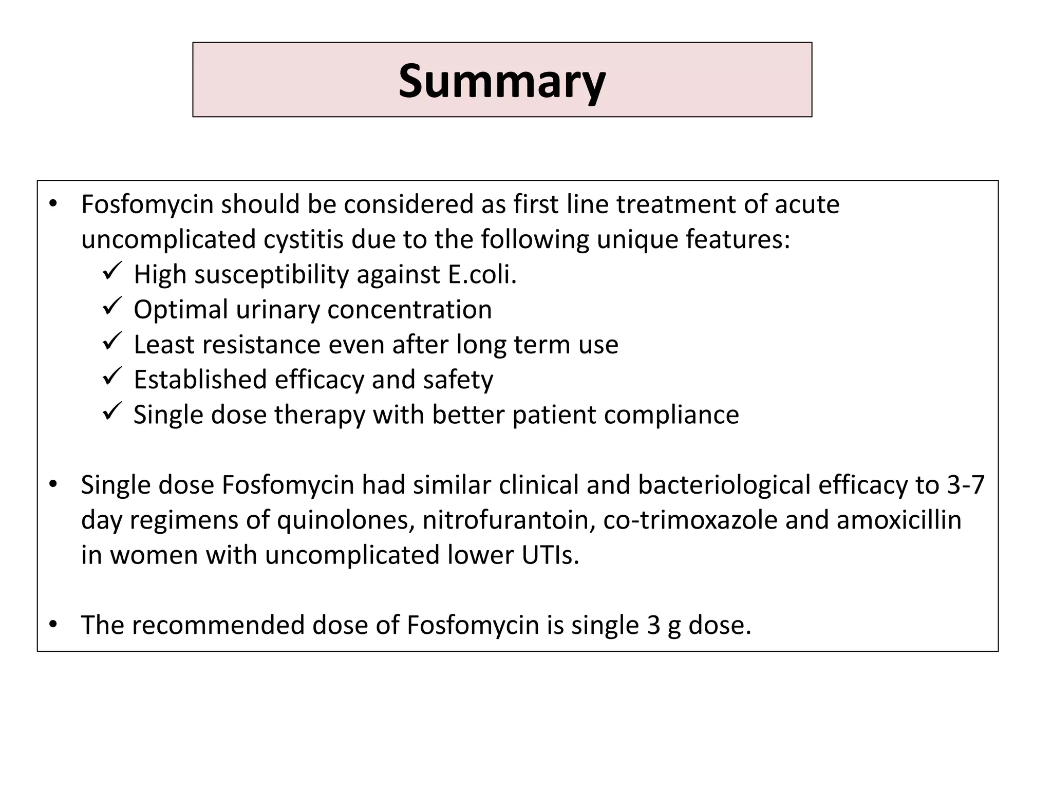 FOSFOMYCINE The First Line Antimicrobial in Urinary Tract Infection ...