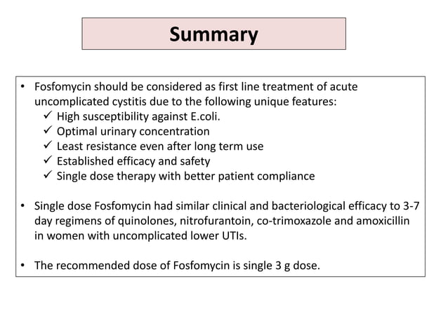 FOSFOMYCINE The First Line Antimicrobial in Urinary Tract Infection ...