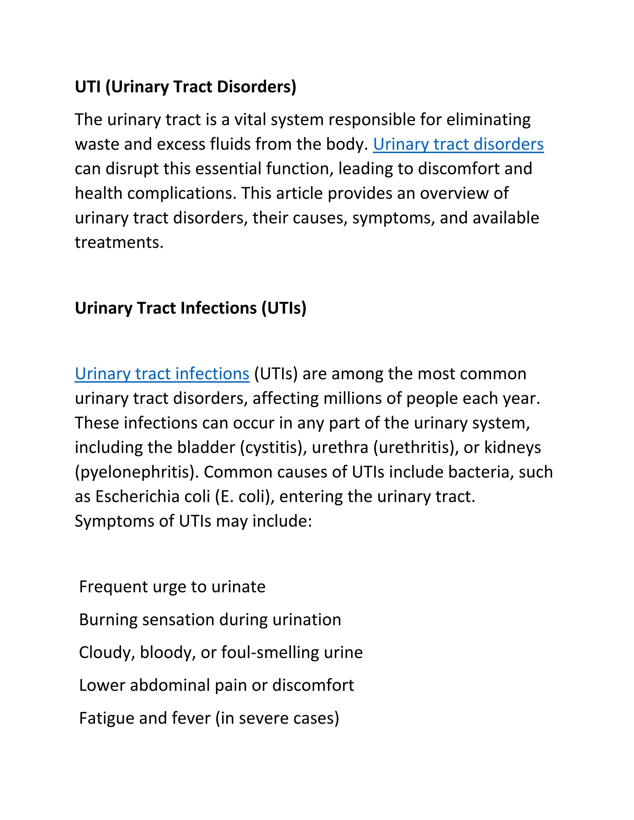 UTI (Urinary Tract Disorders)treatment in Ahmedabad | PDF