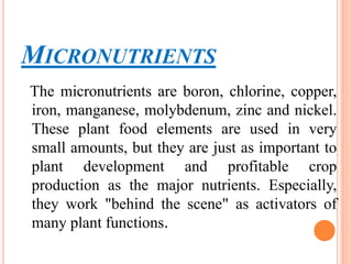 Essential nutrients-functions and deficiency symptoms, manures ...