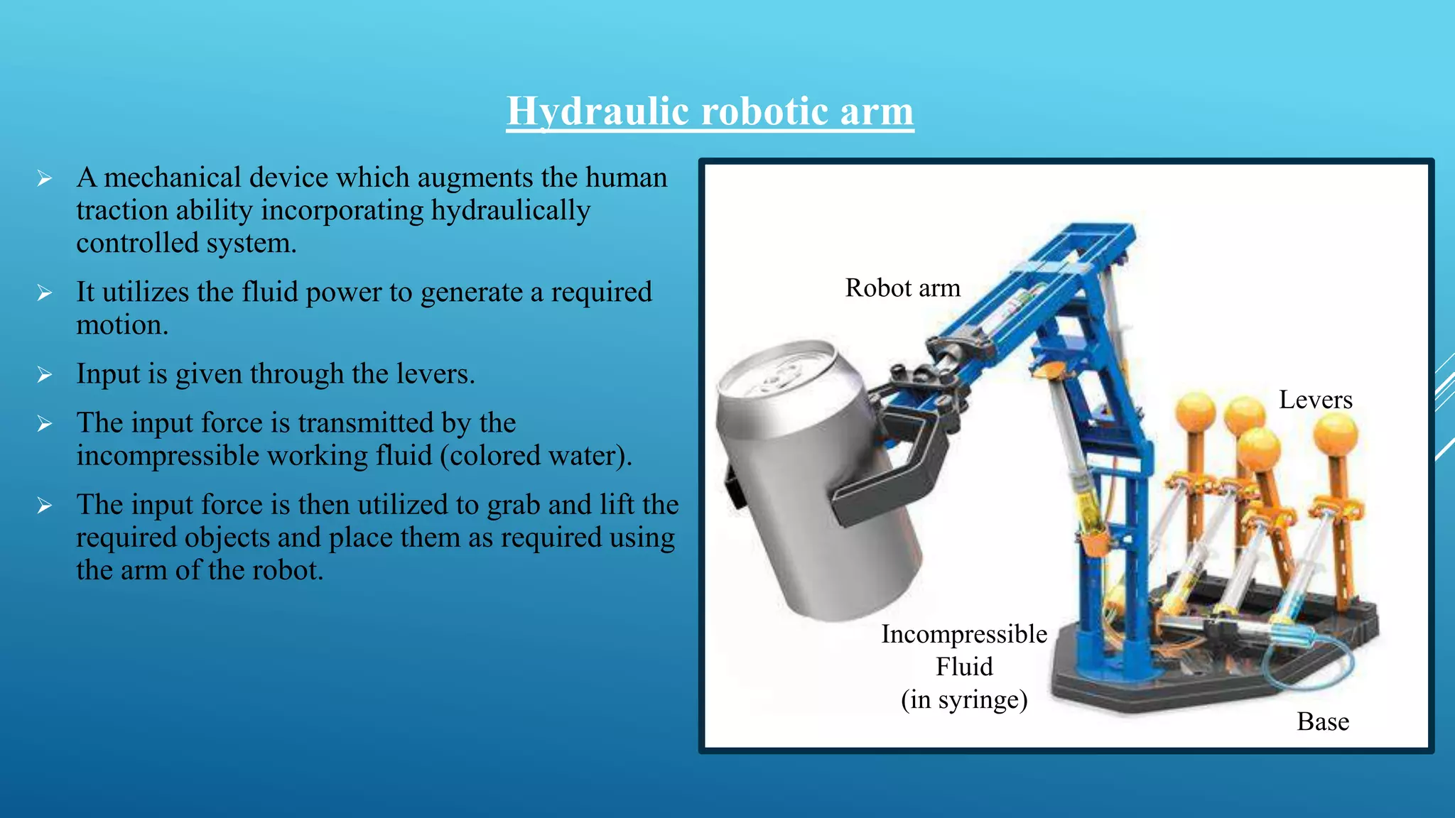 Hydrolic actuated robotic arm | PPTX