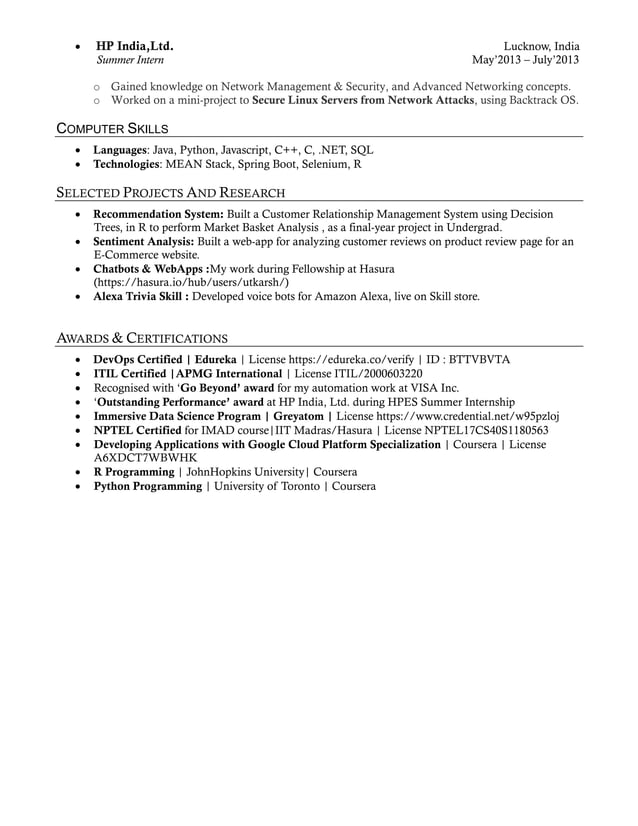 Utkarsh Garg Resume | PDF