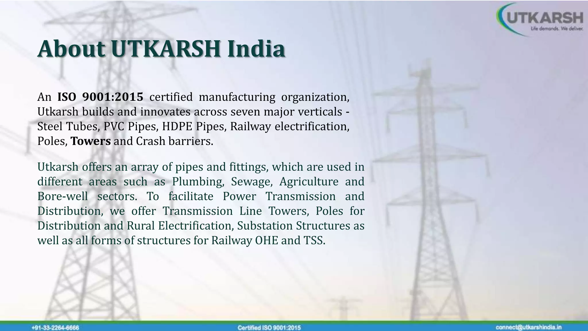 Utkarsh India Limited is the leading transmission line towers ...