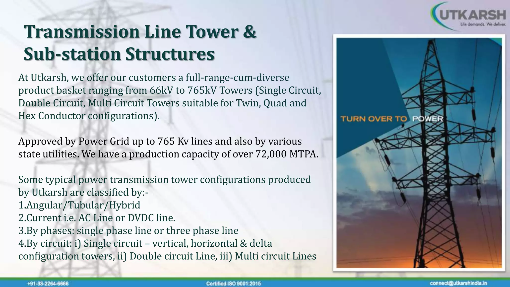 Utkarsh India Limited is the leading transmission line towers ...